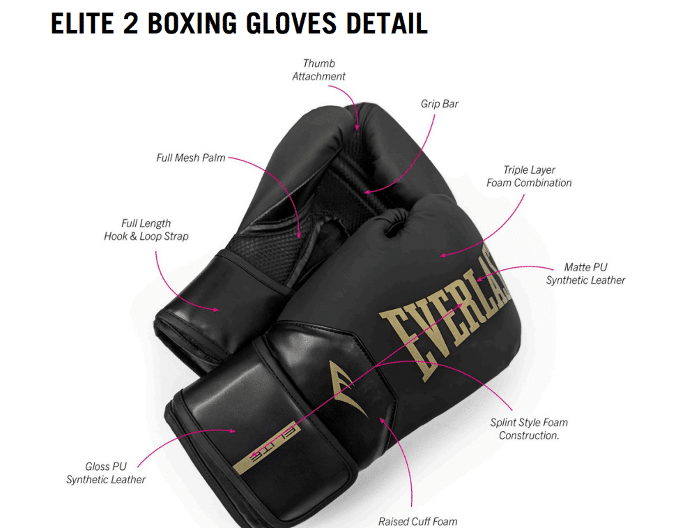 כפפות איגרוף מקצועיות דגם Everlast Elite 2 Boxing Gloves, Black/gold